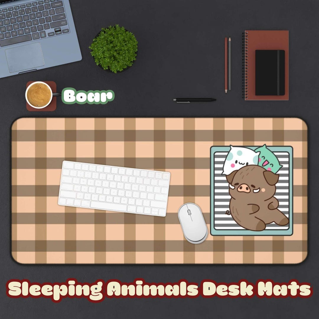 Sleeping Boar Wild Pig Gaming Desk Mat Mouse Pad | Kawaii Cute Adorable ...