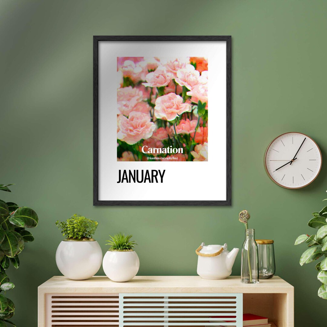 Elegant Birth Month Flowers Printable Wall Art January, Instant ...