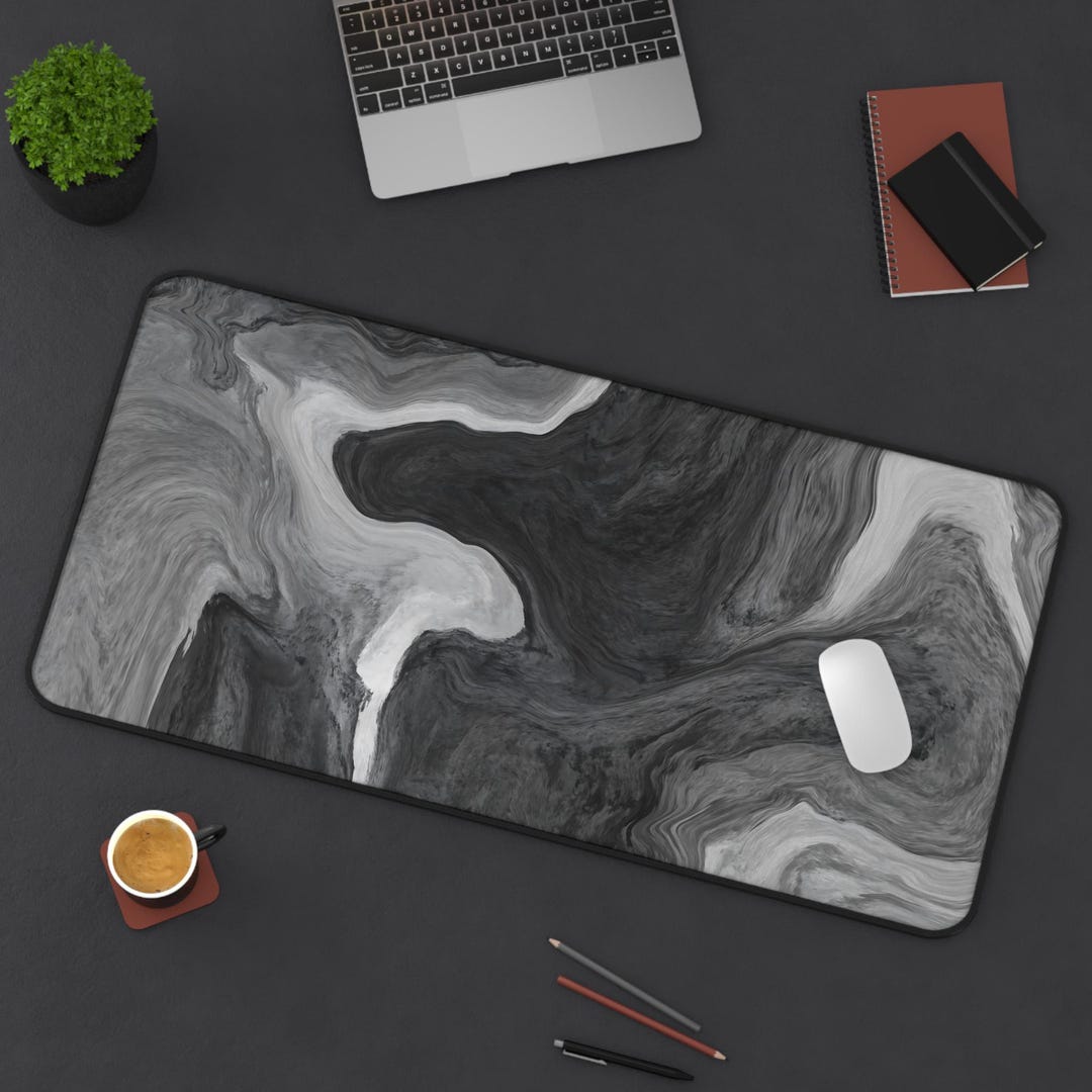 Marble Desk Mat, Black and White Mouse Pad, Office Desk Decor, Gaming ...