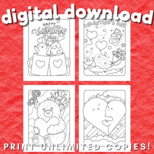 Cute Valentine's Day Coloring Pages | 4 Page Hearts Day Coloring Page ...