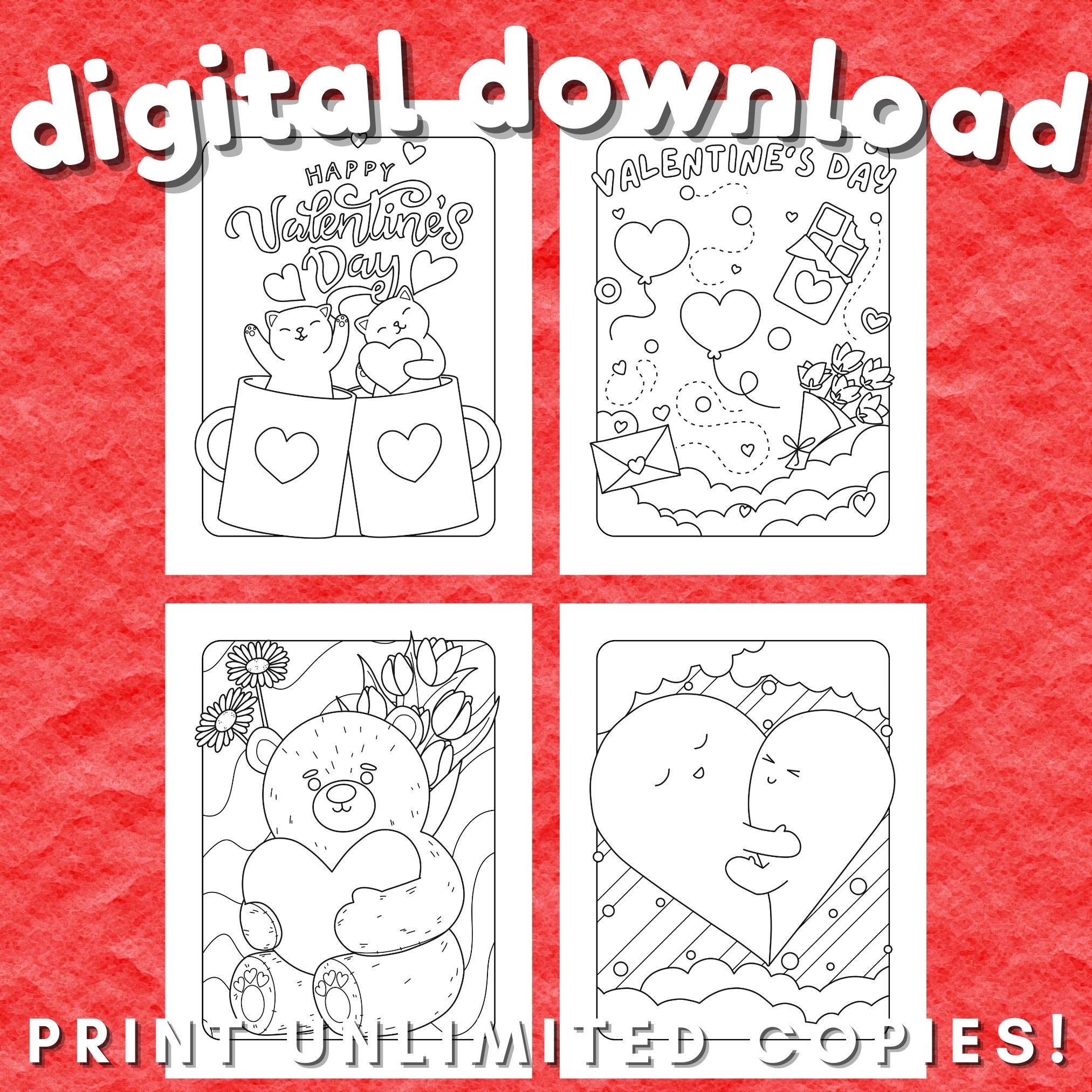 Cute Valentine's Day Coloring Pages | 4 Page Hearts Day Coloring Page ...