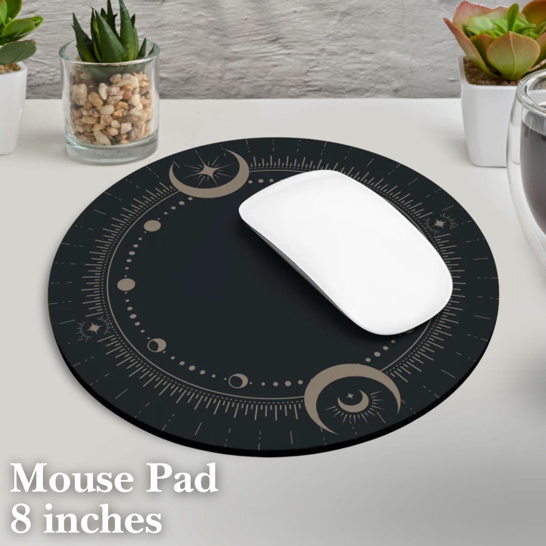 Moon Phase Night Stars Round Vintage Classic Dark Academia Desk Mouse ...