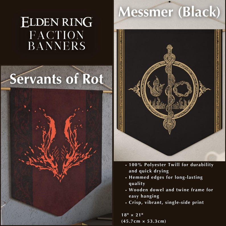 Elden Ring Inspired Faction Banners - Medieval Fantasy Wall Flags, Wall ...