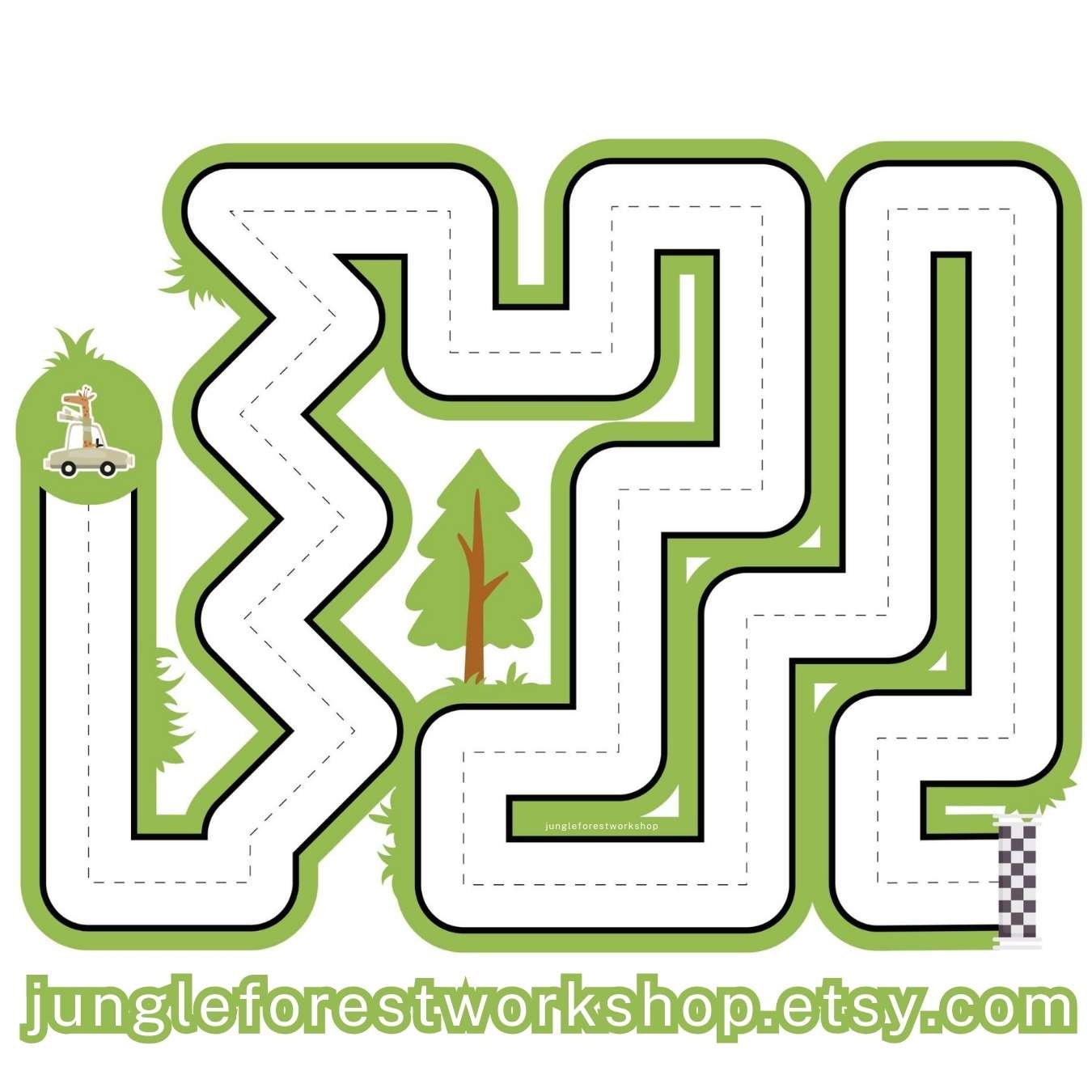 Pencil Control Road Tracing Cute Animals in Cars Pre Writing Printable ...