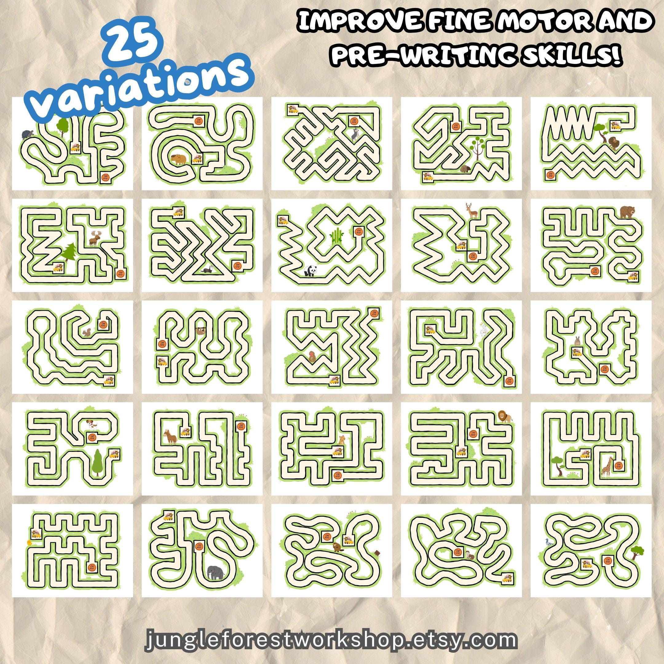 Pencil Control Cute Animal Car Road Tracing Pre Writing Development ...