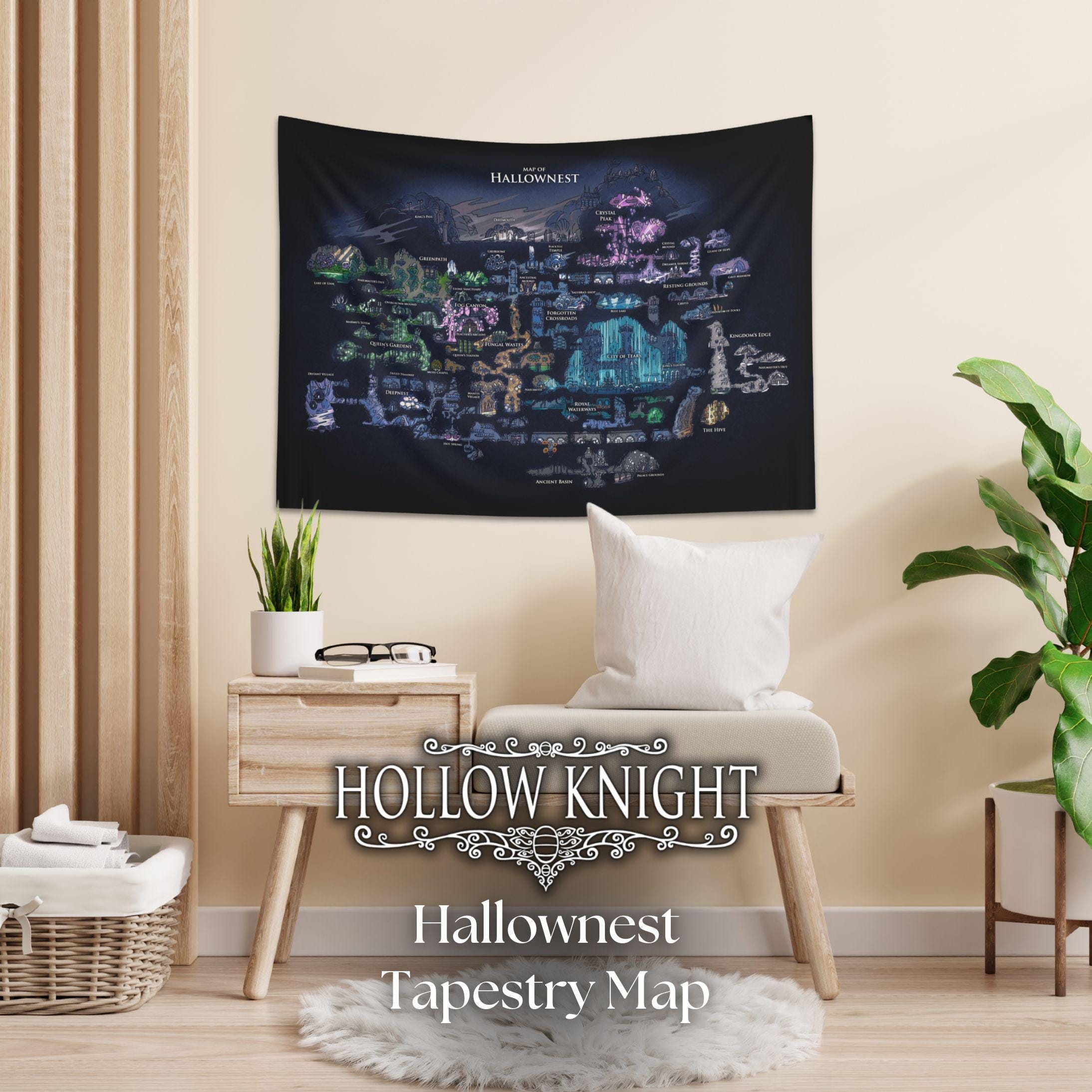 Hallownest Map Tapestry - Hollow Knight Art, Metroidvania Wall Decor ...