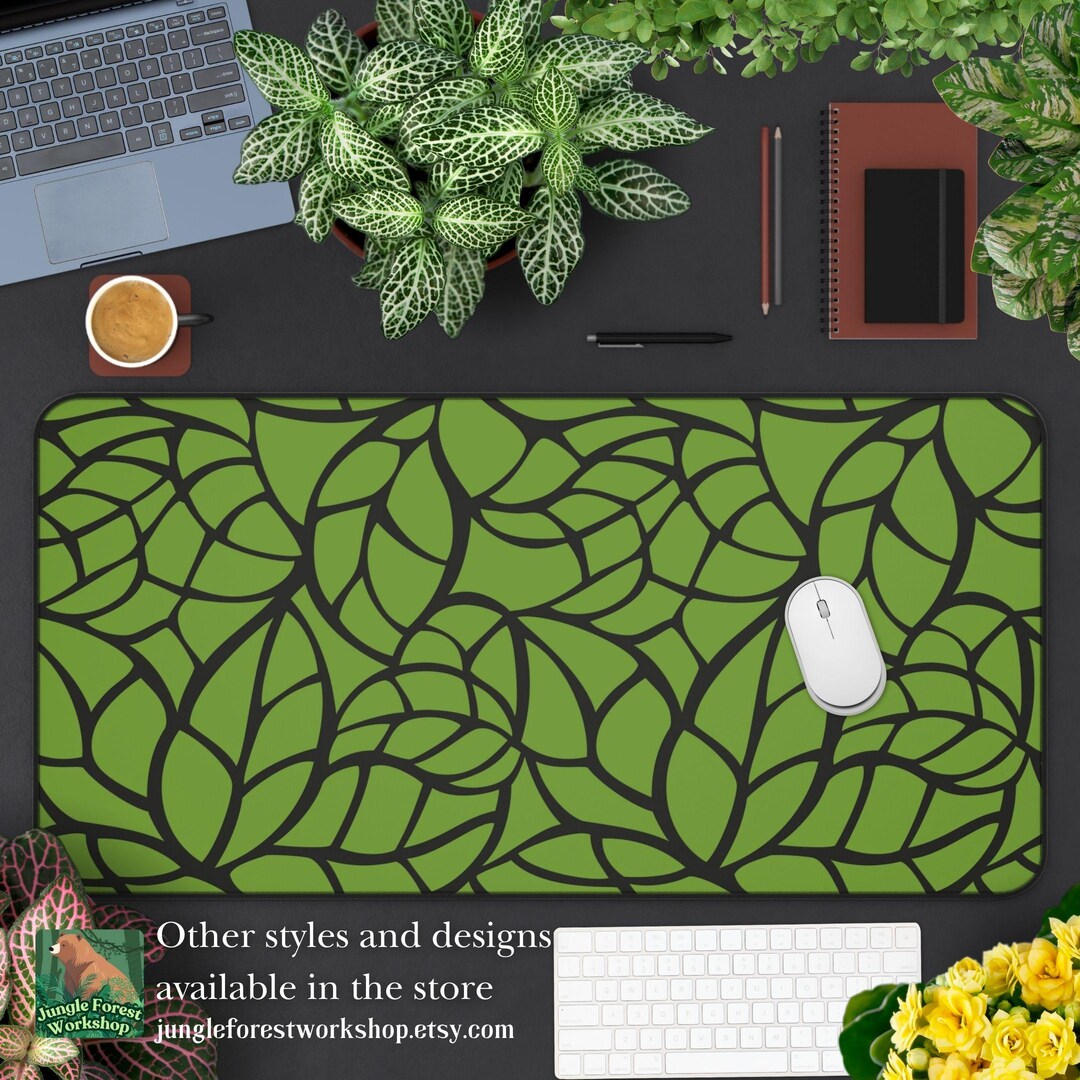 Nature Art Desk Mat - Botanical Workspace Decor, Floral Mouse Pad ...