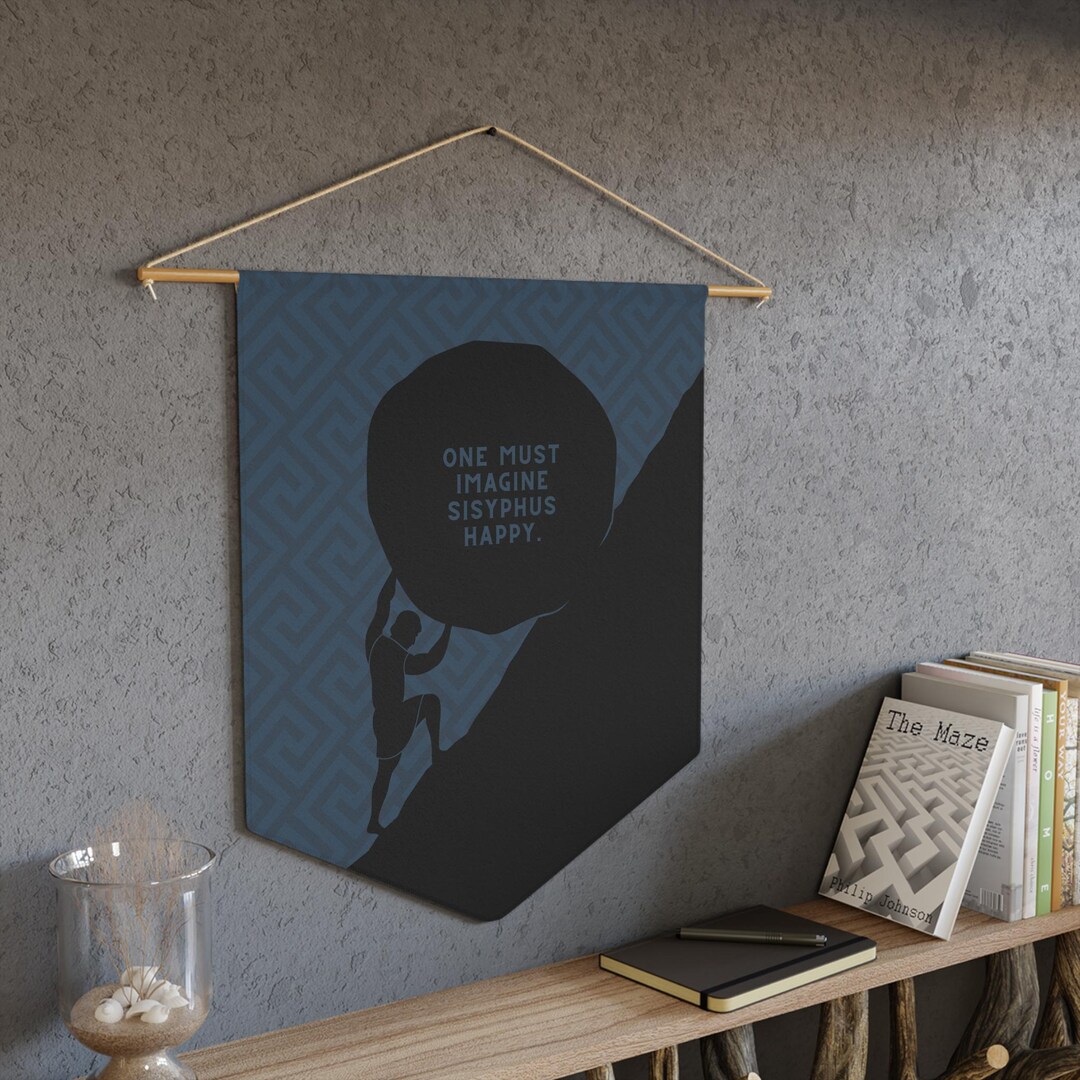 Happy Sisyphus Absurdism Pennant - Camus Philosophy Motivational Art ...
