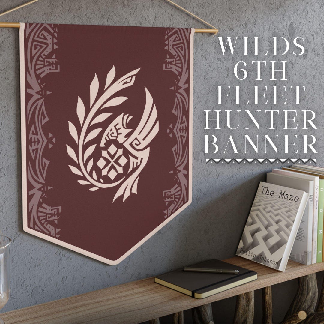 MH 6th Fleet Banner - Forbidden Lands Research Flag, Monster Hunter ...