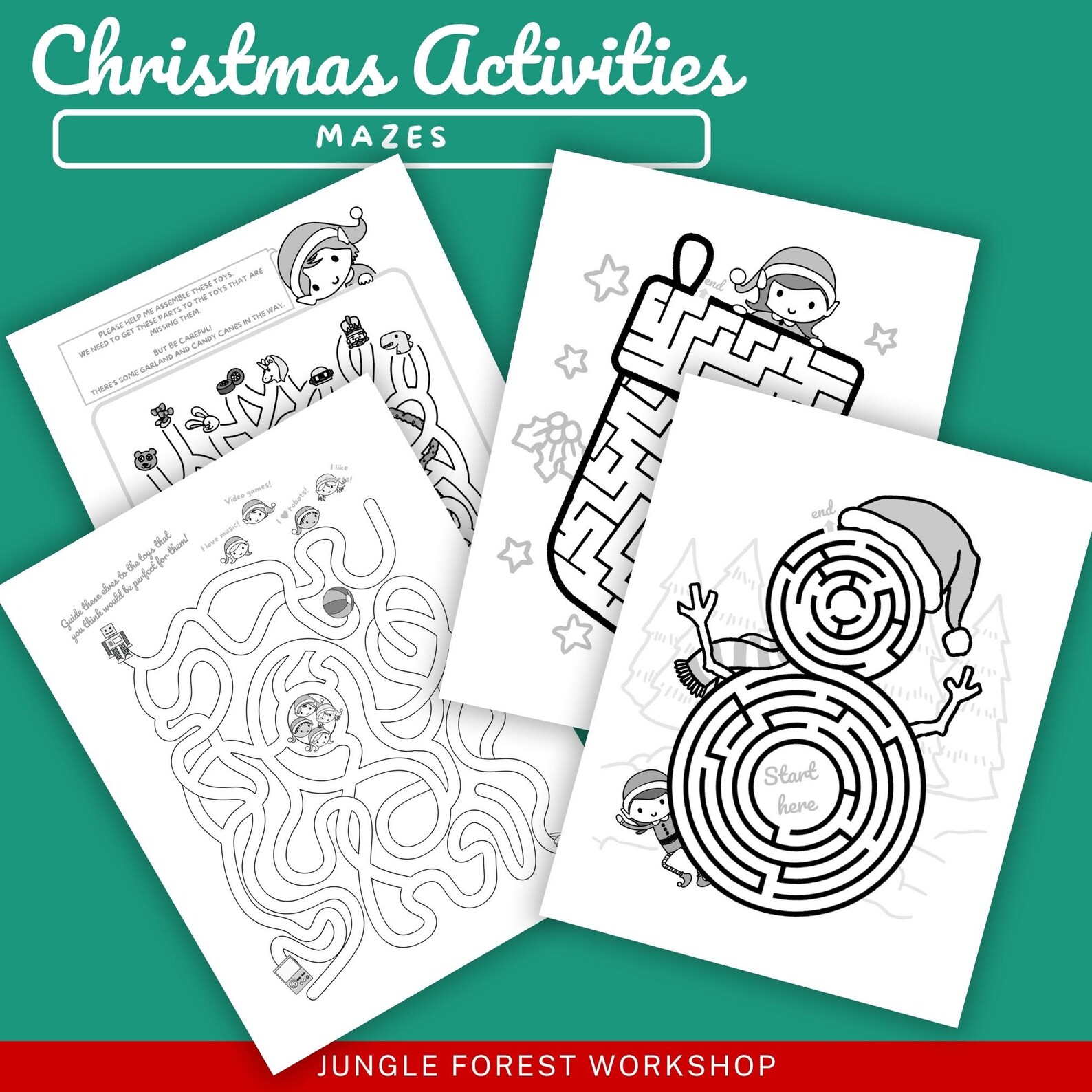 Christmas Worksheet Bundle Printable Holiday Busy Book - Kids ...