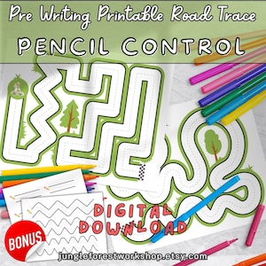 Pencil Control Road Tracing Cute Animals in Cars Pre Writing Printable ...