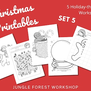 Christmas Printables Set 5 Holiday Worksheets Christmas Activities - Etsy