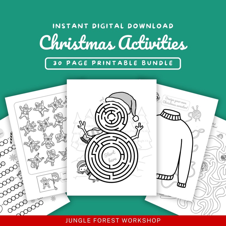 Christmas Worksheet Bundle Printable Holiday Busy Book - Kids ...