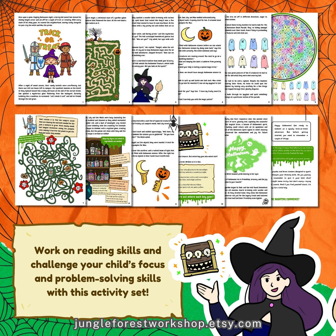 Printable Kids Halloween Reading and Puzzle Escape Room Activity Mazes ...
