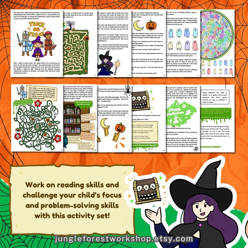 Printable Kids Halloween Reading and Puzzle Escape Room Activity Mazes ...