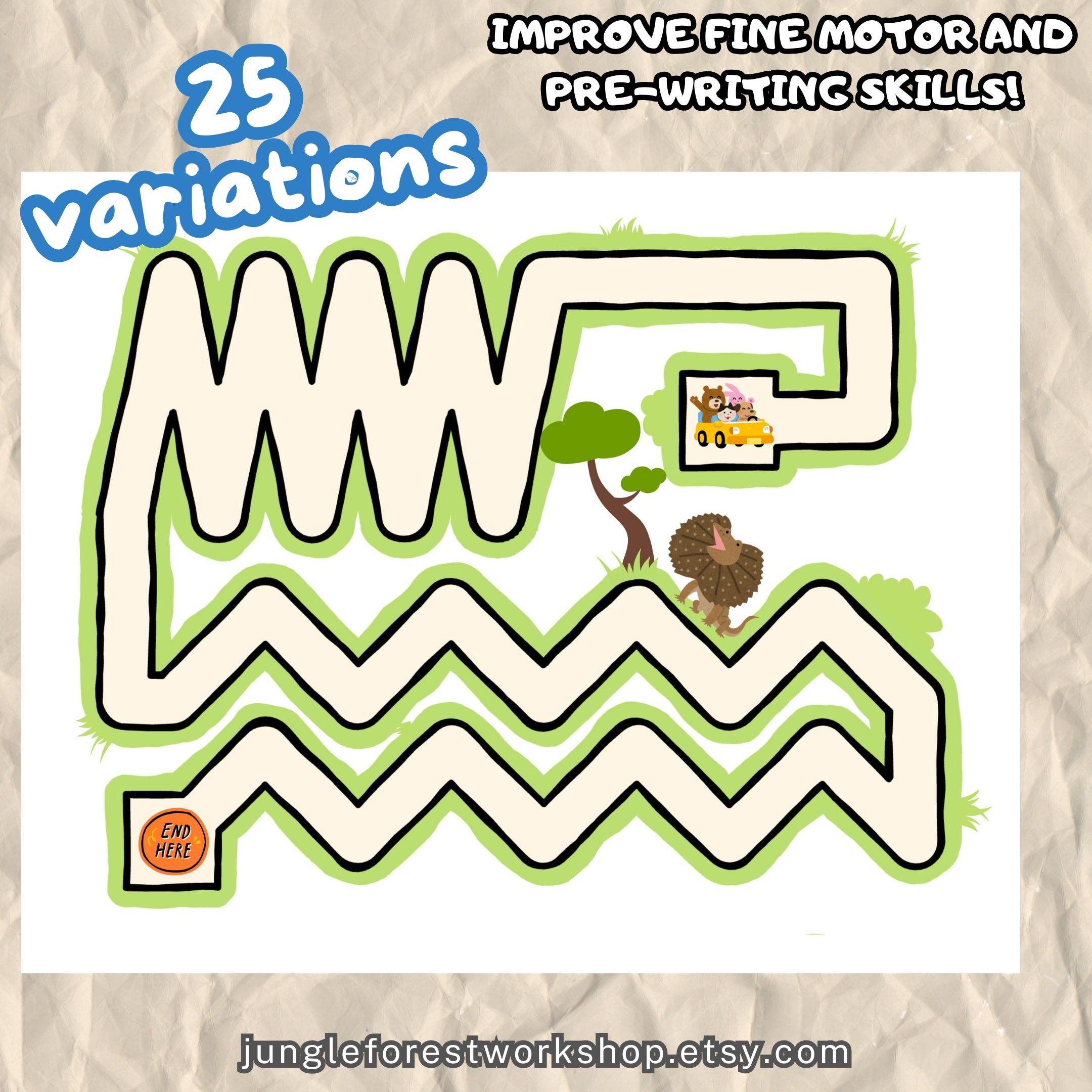 Pencil Control Cute Animal Car Road Tracing Pre Writing Development ...