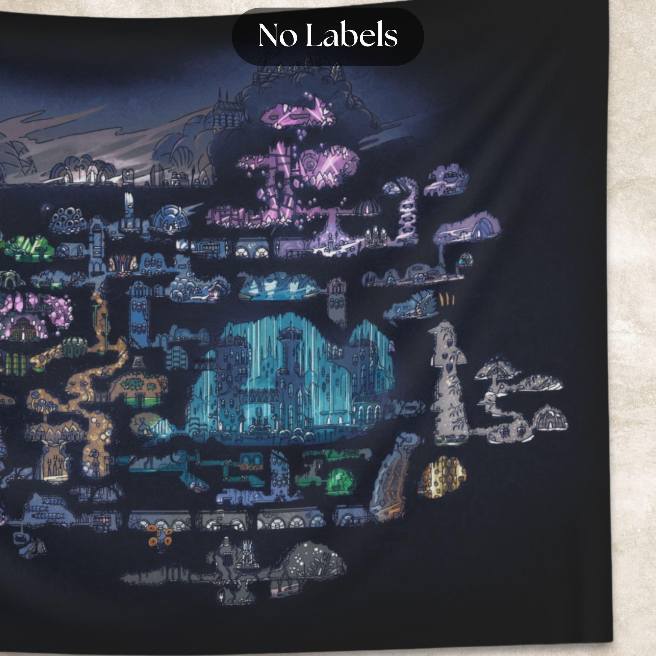Hallownest Map Tapestry - Hollow Knight Art, Metroidvania Wall Decor ...