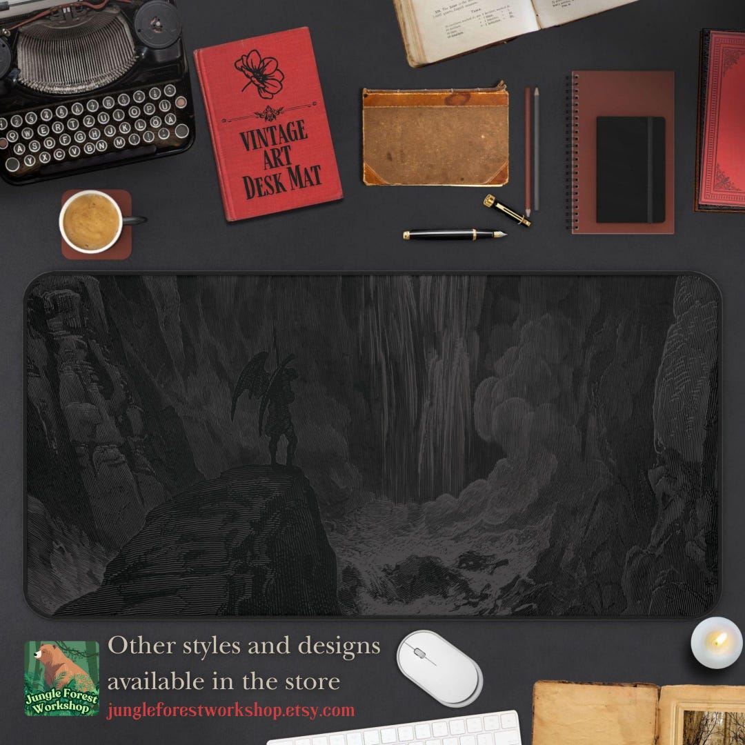 The Devil Watches Vintage Victorian Classic | Moody Art Desk Mat, Dark ...
