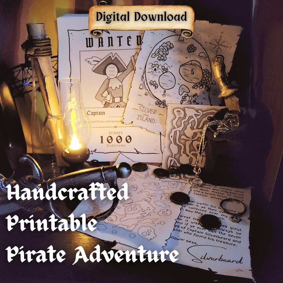 Printable Pirate Island Adventure Reading and Puzzle Escape Room Mazes ...