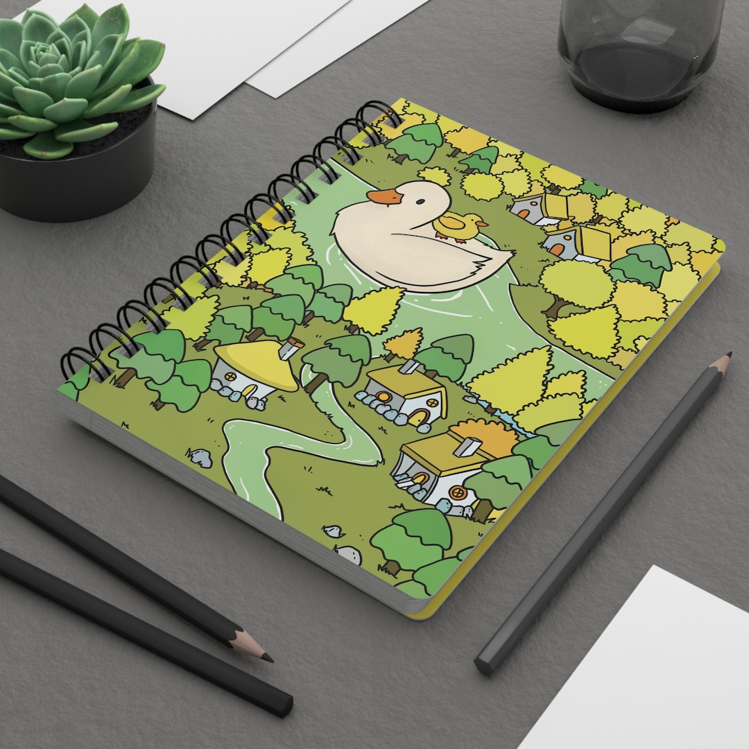 Cozy Giant Duck and Duckling Spiral Bound Journal, Fantasy Writing ...