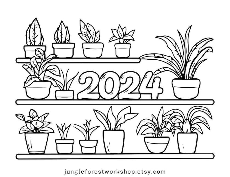 New Year 2024 Coloring Pages 3 Page Coloring Page Bundle Set 3 - Etsy
