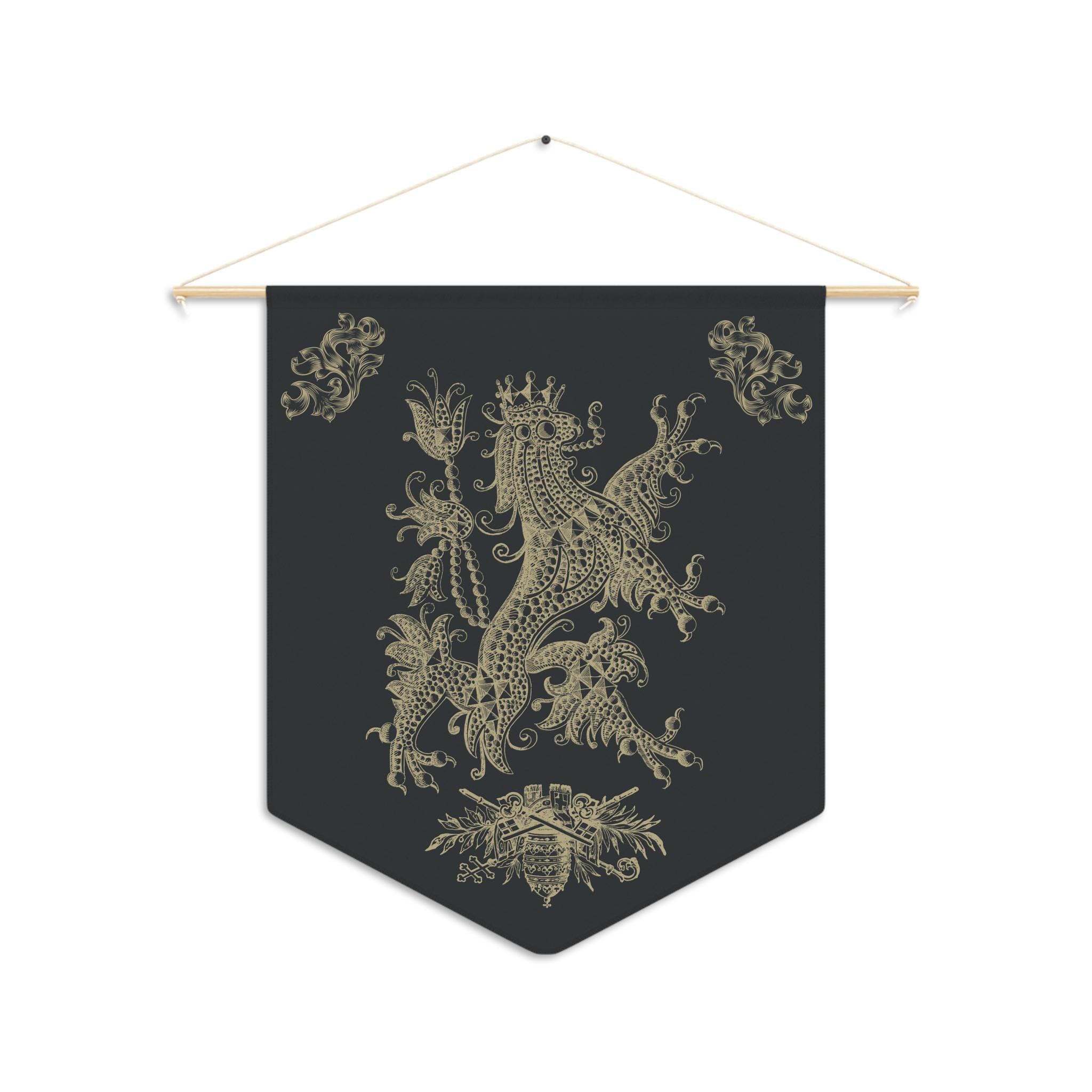 Heraldry Pennant, Medieval Coat of Arms, Lion Wall Banner, Hanging Flag ...