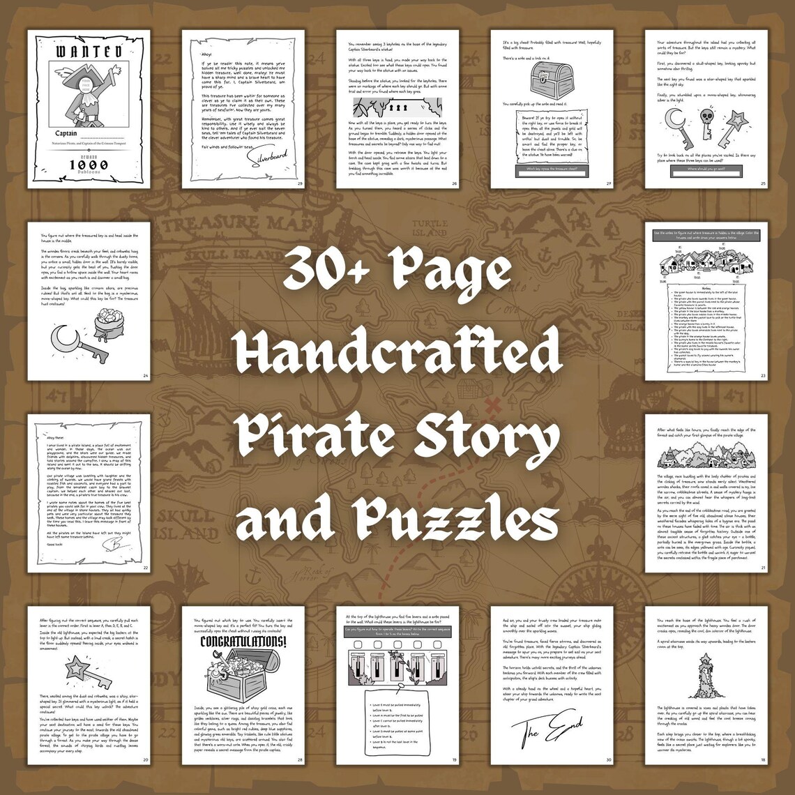 Printable Pirate Island Adventure Reading and Puzzle Escape Room Mazes ...