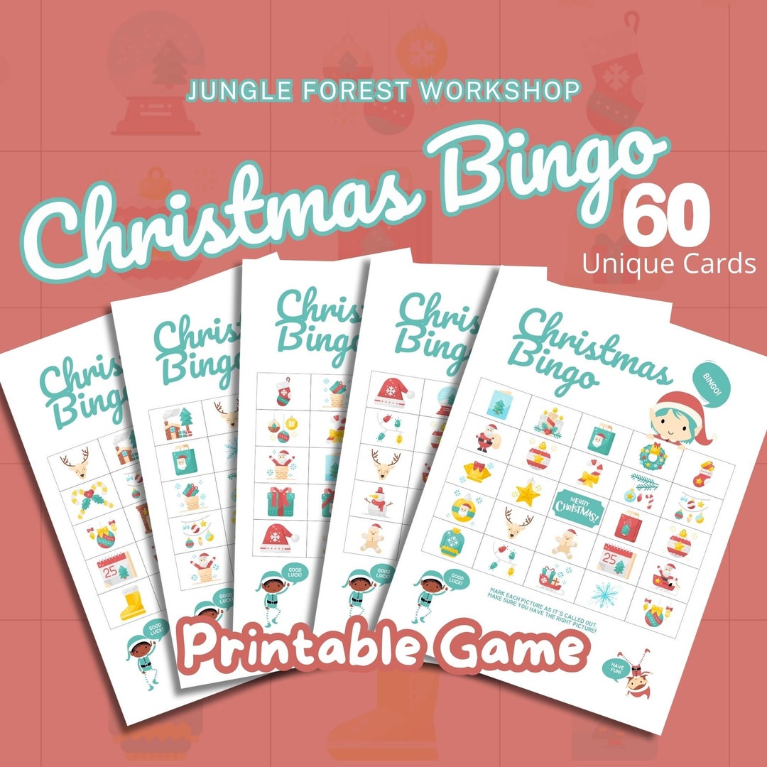 Christmas Bingo 60 Unique Cards Holiday Printable Party Game - Etsy