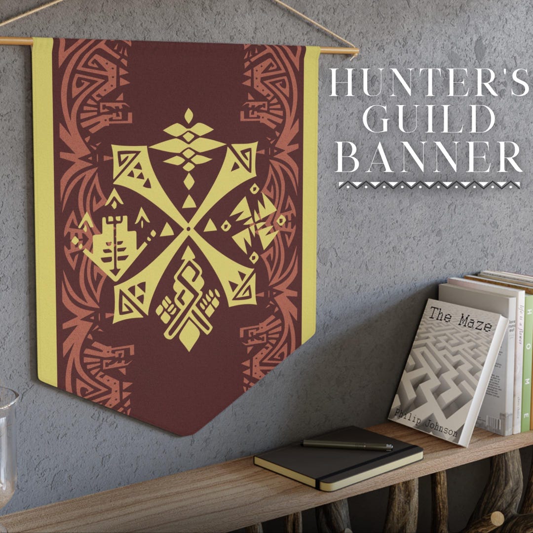 Hunter's Guild Banner - MH Wilds Flag, Monster Hunter Inspired, Gamer ...