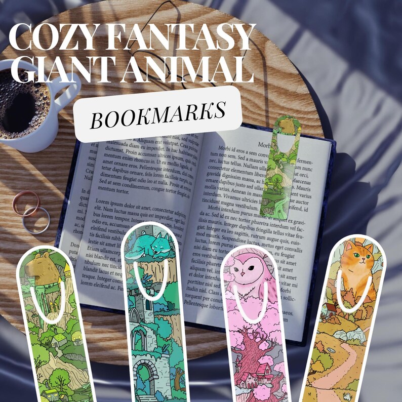 Cozy Giant Animal Bookmark, Metal, Relaxing Fantasy Nature Art, Book ...