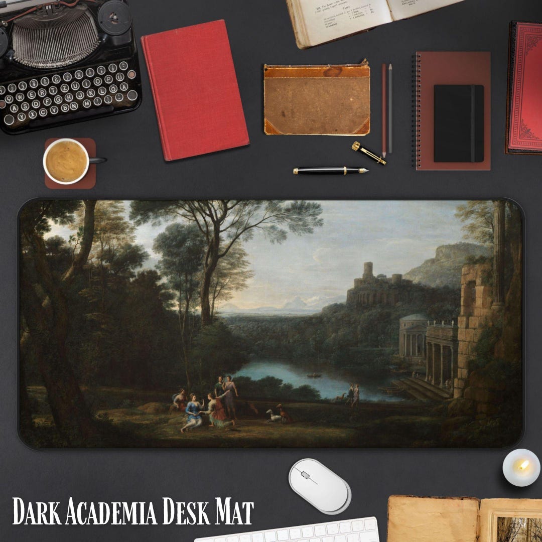 Rome Landscape With Nymph Egeria Desk Mat | Renaissance Dark Academia ...