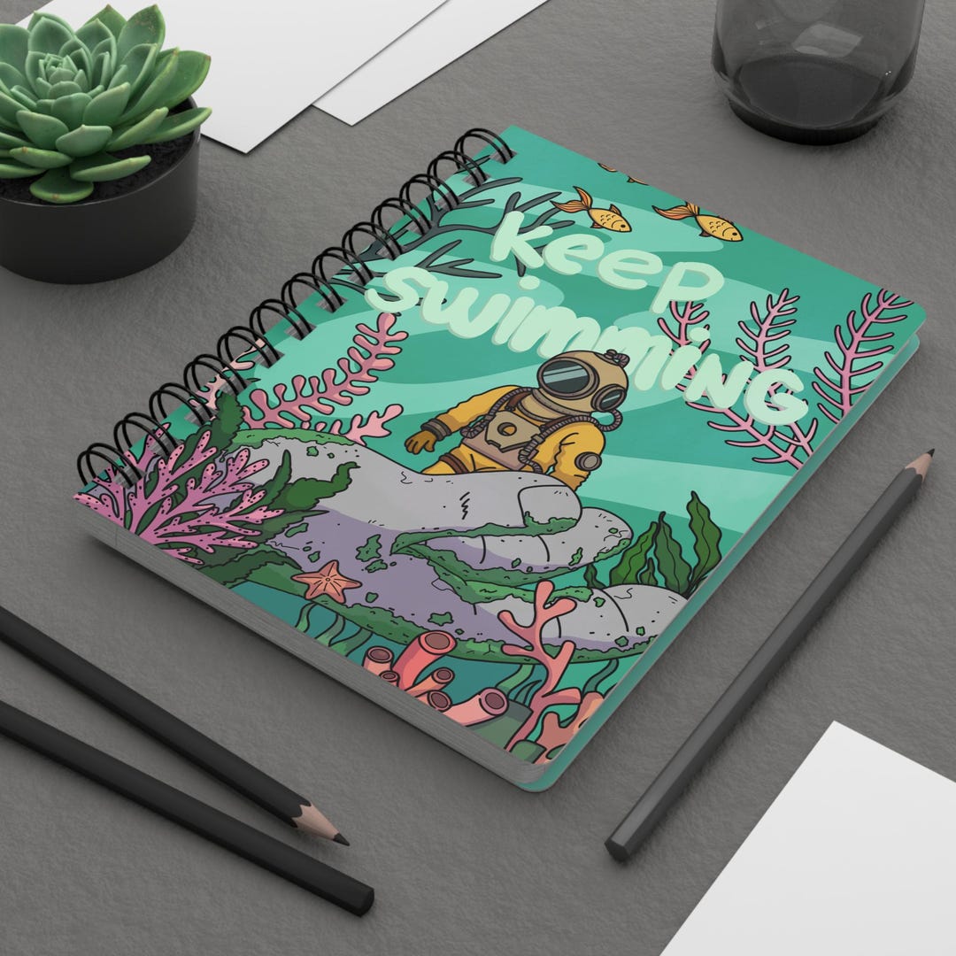 Motivational Underwater Diver Journal Keep Swimming, Sketchbook, Diary ...