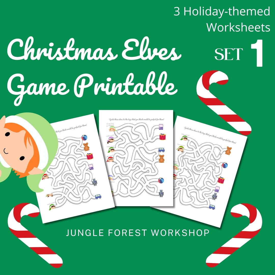Christmas Elves Maze Game Set 1 Holiday Printable Worksheets - Etsy