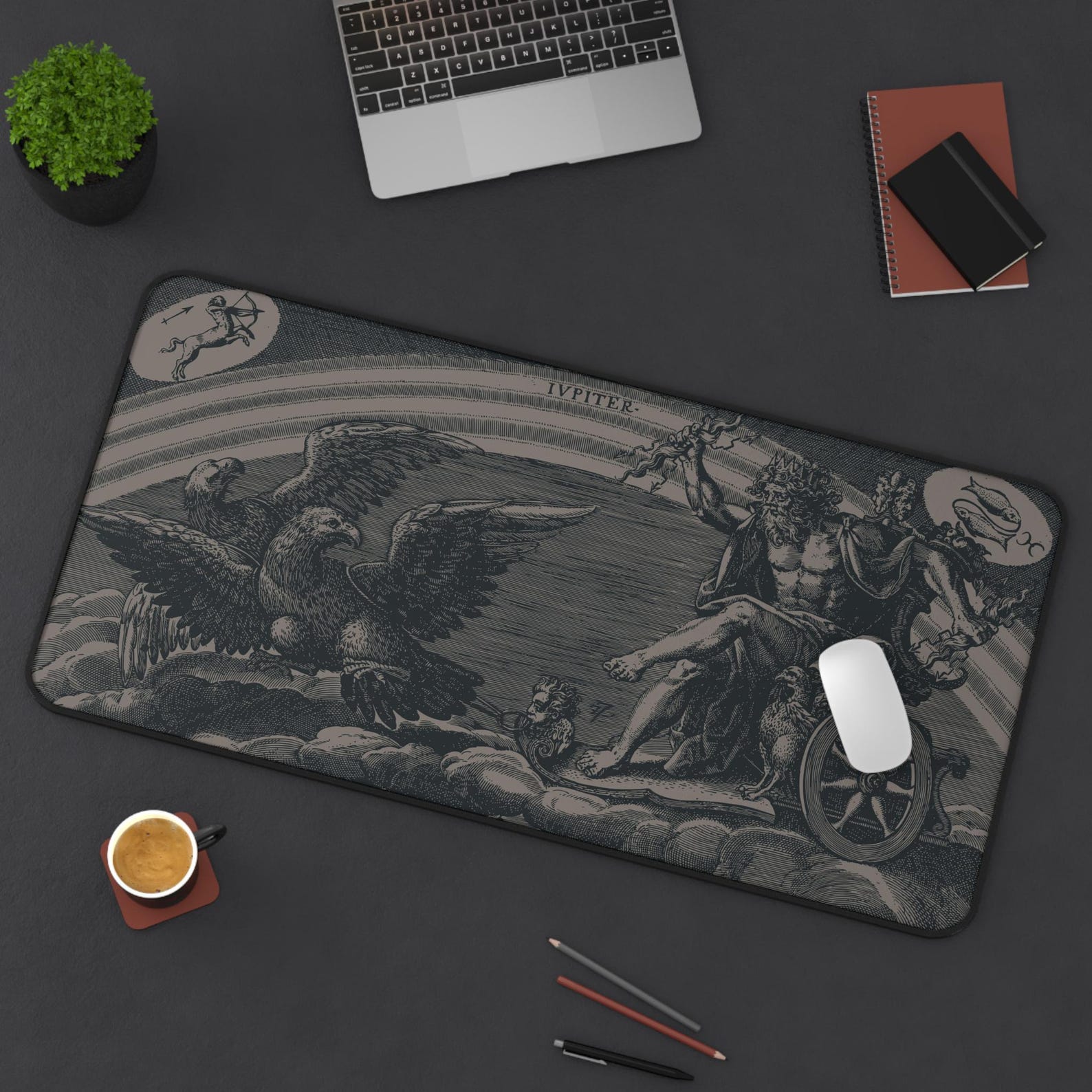 Mythology Zeus Desk Mat Art Vintage Classic | Dark Academia Elegant ...