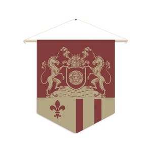 Heraldry Pennant, Medieval Coat of Arms, Unicorns Wall Banner, Hanging ...