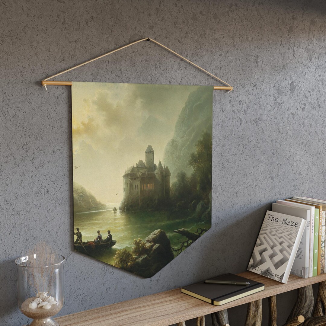 Majestic River Castle Pennant Banner, Wall Art, Home Decor, Fantasy ...