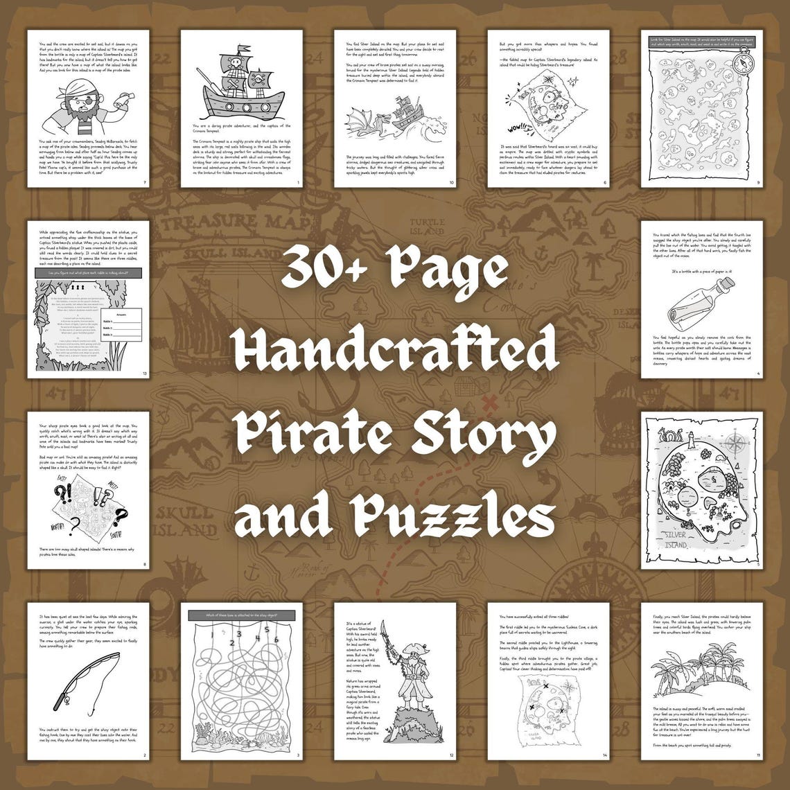Printable Pirate Island Adventure Reading and Puzzle Escape Room Mazes ...