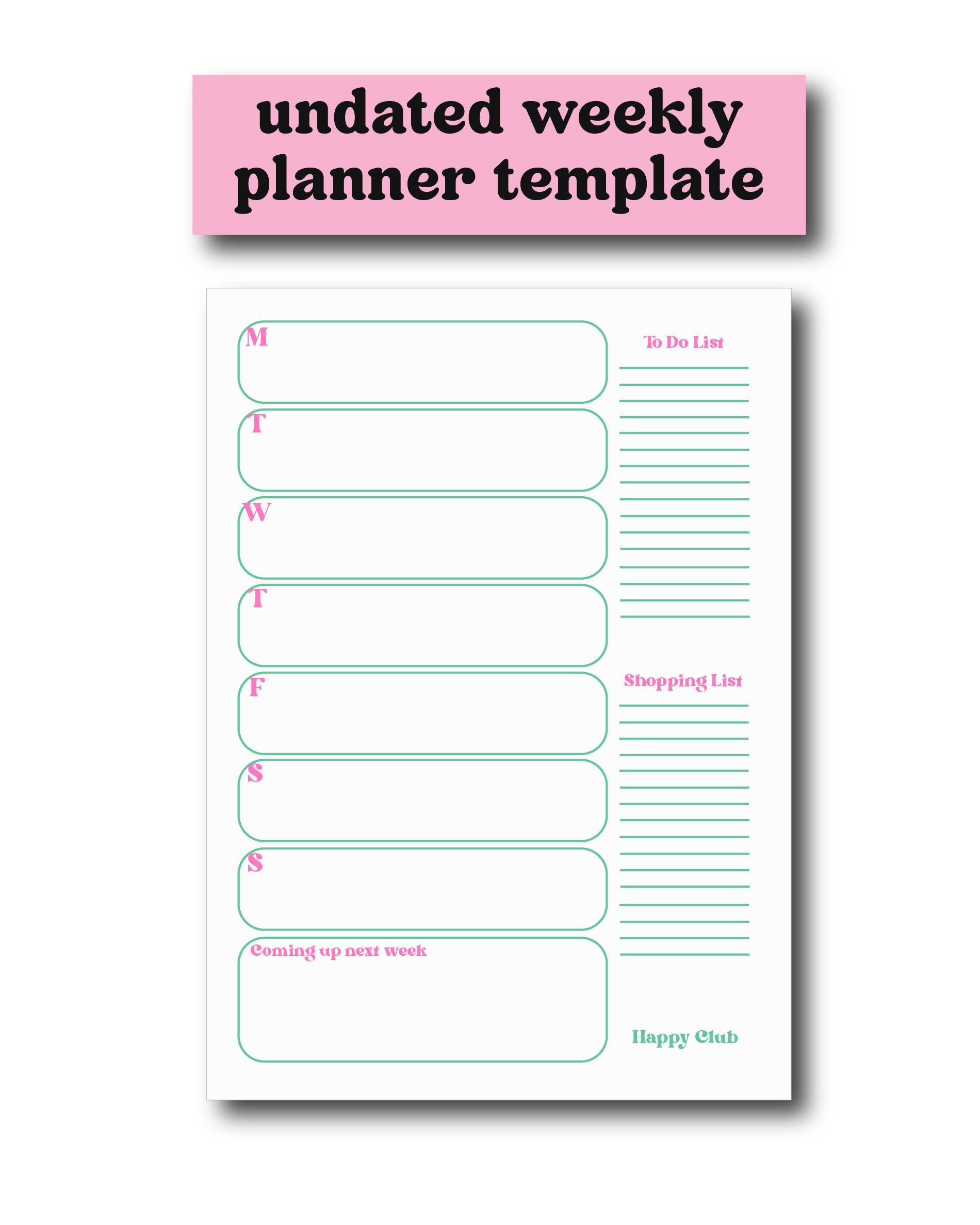 Weekly Plan Template With Our Printable Weekly Planner1 Week on 1 Page ...