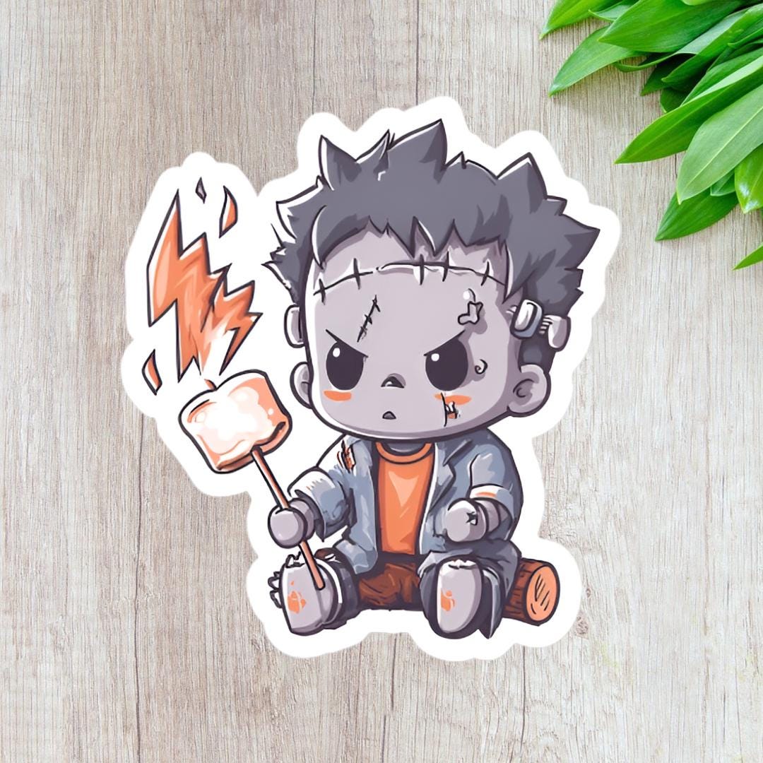 Kawaii Zombie Marshmallow Vinyl Sticker | Waterproof Halloween Laptop ...