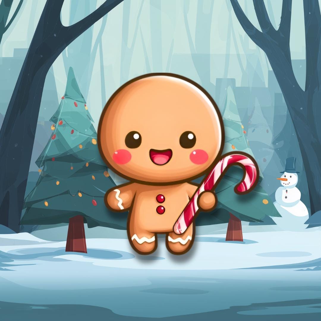 Gingerbread Man With Candy Cane Sticker || Waterproof Vinyl Christmas ...