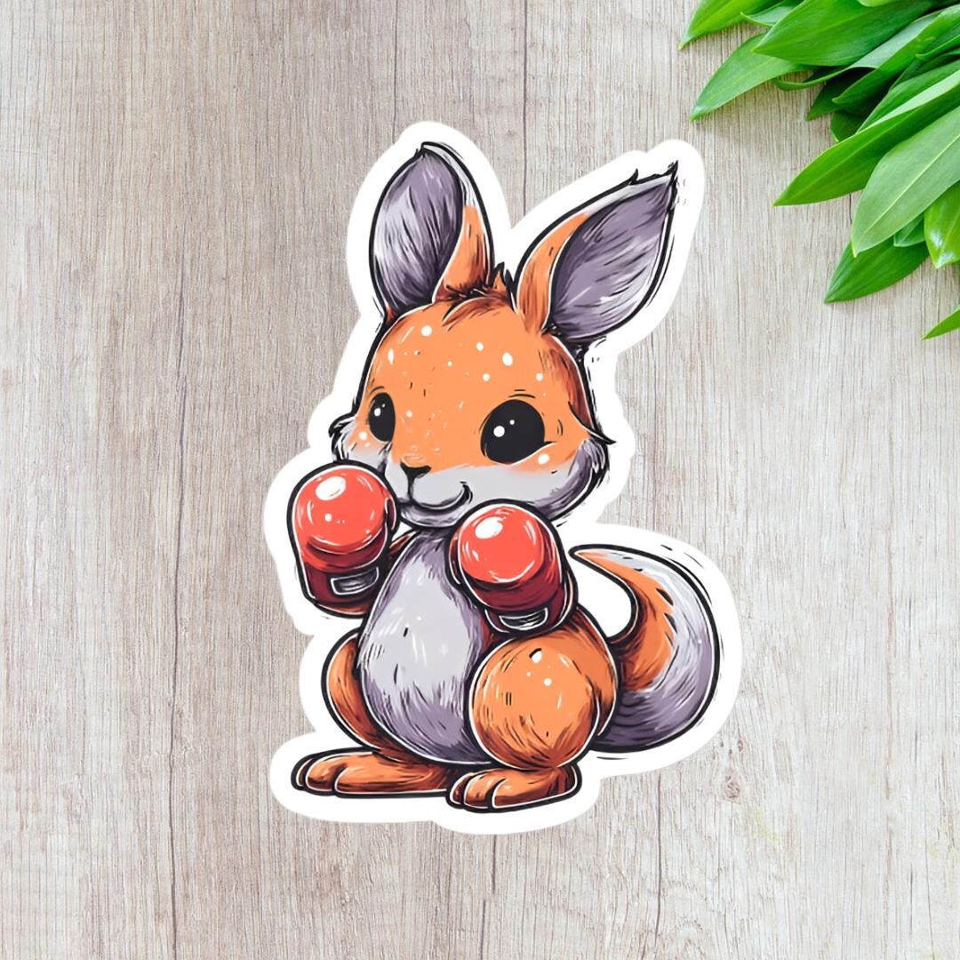 Kawaii Boxing Kangaroo Sticker | Waterproof Vinyl Aussie Animal - Etsy