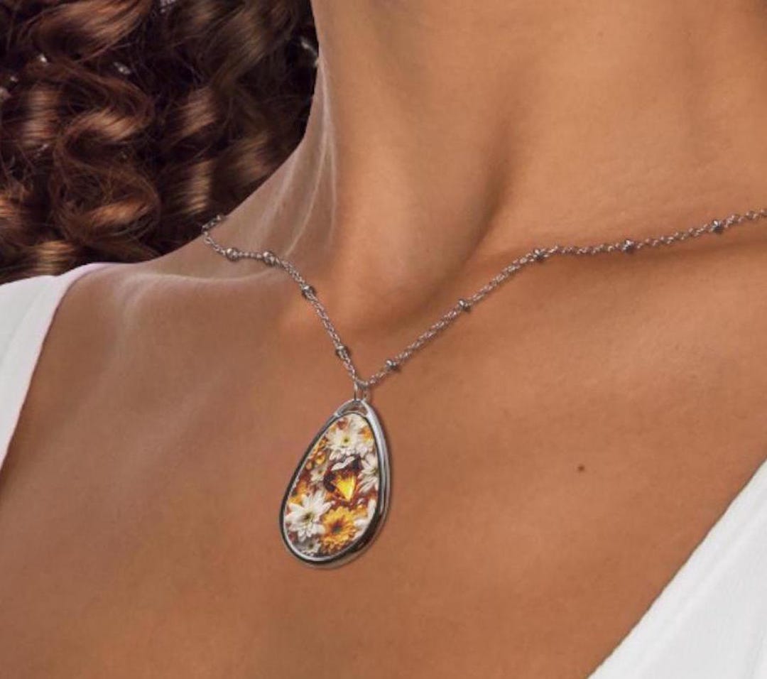 November Chrysanthemum Birth Flower and Topaz Birthstone Necklace ...