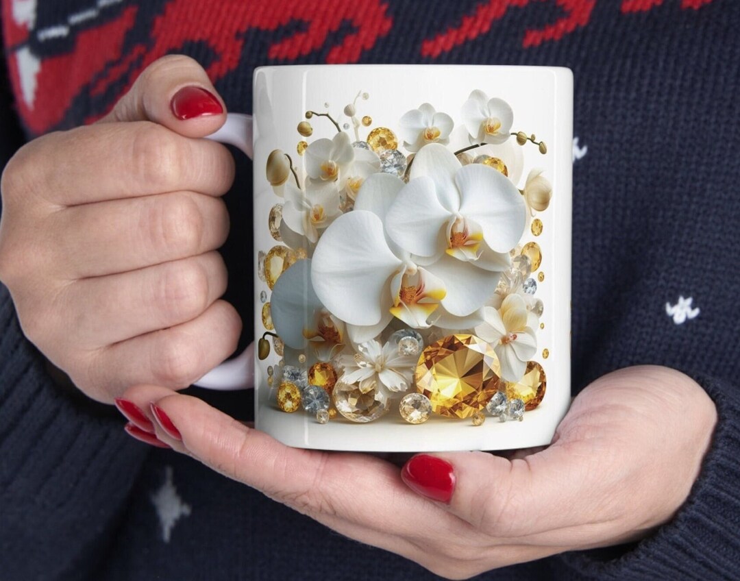 November Orchid Birth Flower & Yellow Topaz Birthstone Mug 11 Oz - Etsy