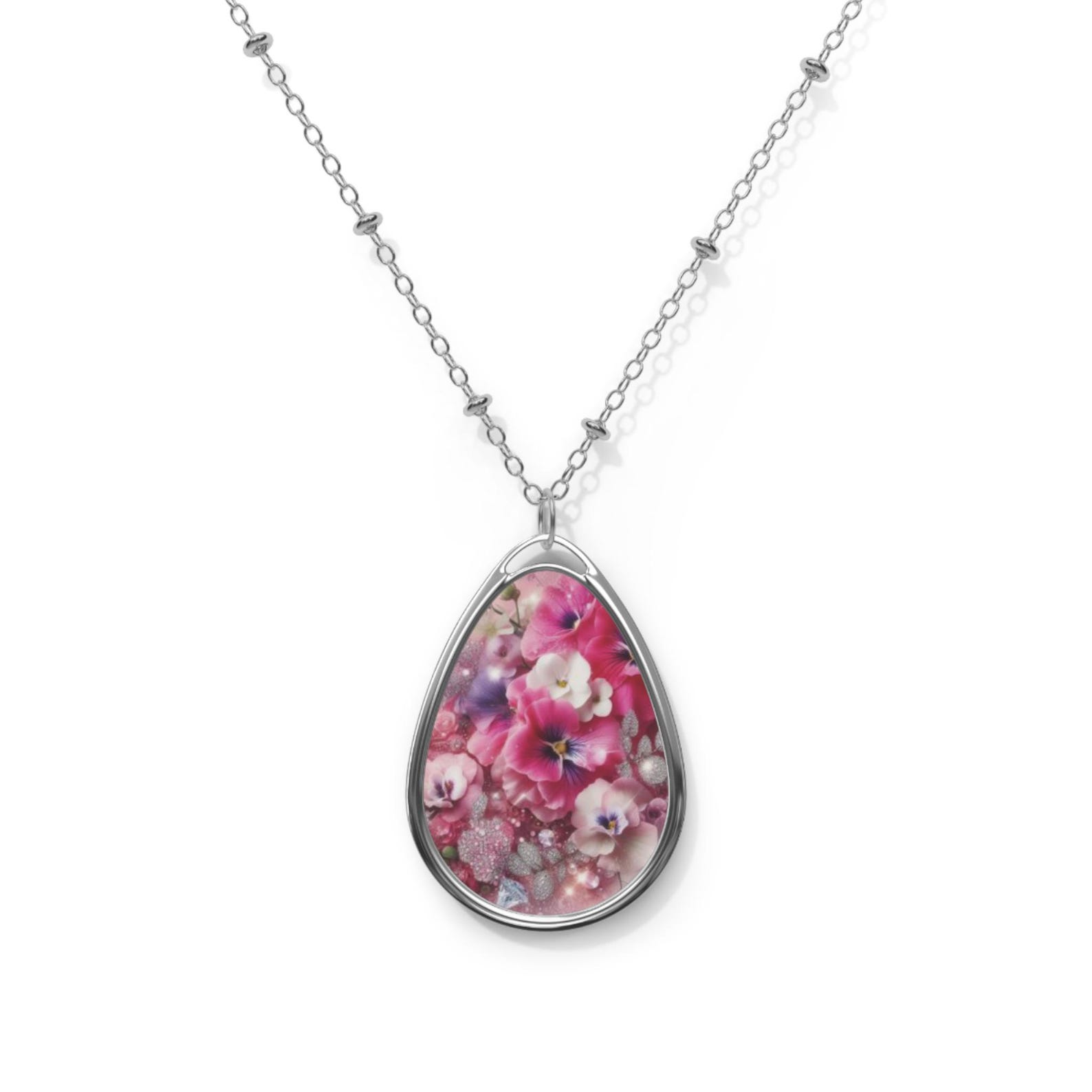 April Sweet Pea Birth Flower and Diamond Birthstone Necklace, Pendant ...