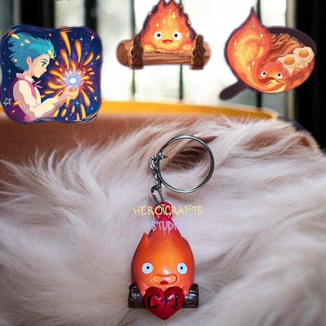 Calcifer Keychain / Karushifâ Keychain / Cute Fire Demon Keychain ...