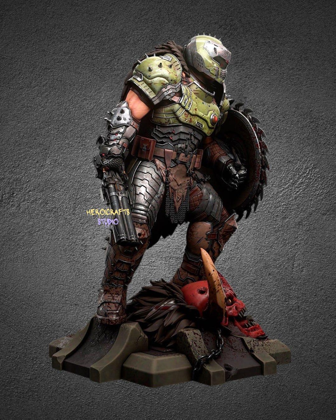 Doom Slayer Figure | Doomguy Statue | Doom Game Decor | Gaming ...