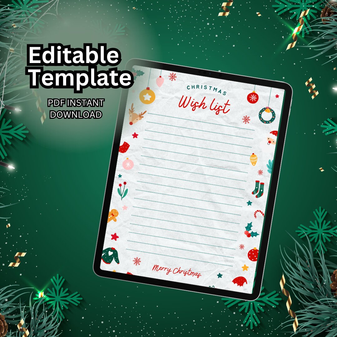 Editable Christmas Wishlist Printable, Christmas Kids Wishlist ...