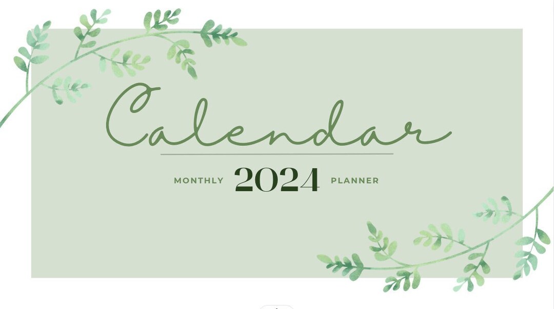 Minimalistic Green Calendar 2024 - Print or Digital - Etsy