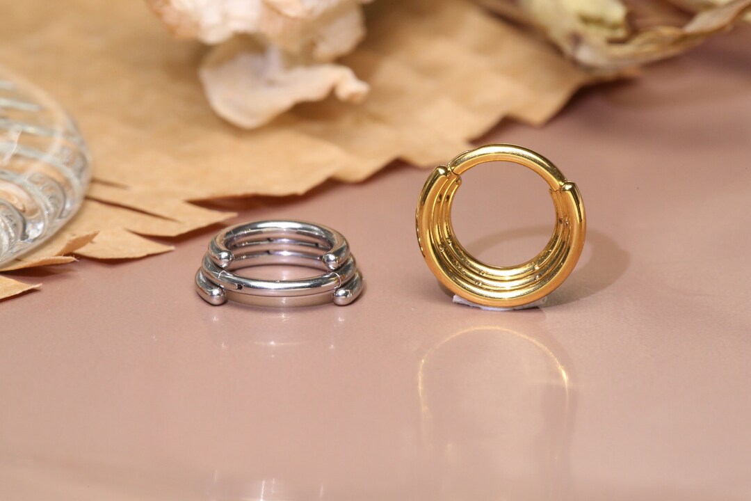 Septum Clicker Triple Stacked Septum Nose Ring Surgical Steel - Etsy