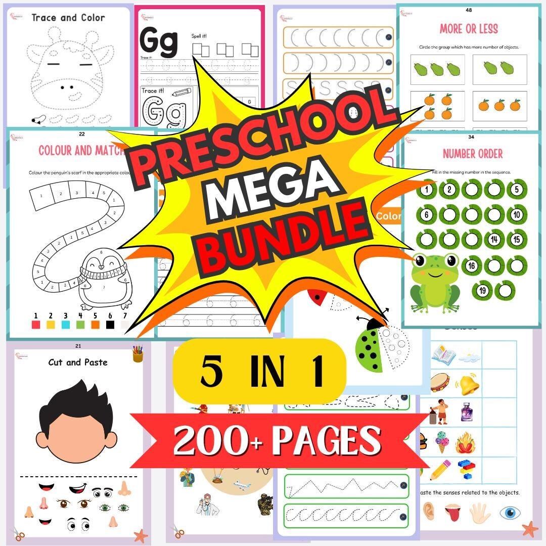 Preschool Learning Bundle | 5 Printable Activity Books | Tracing ...